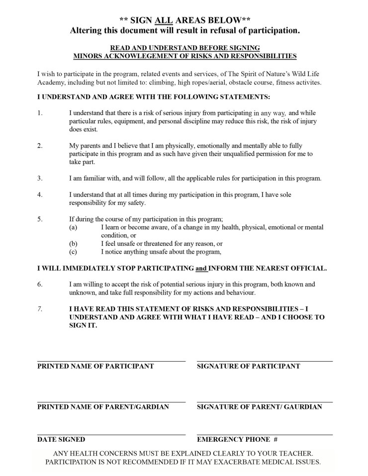 Waivers/Forms – RECREATION / FITNESS / TEAM-BUILDING